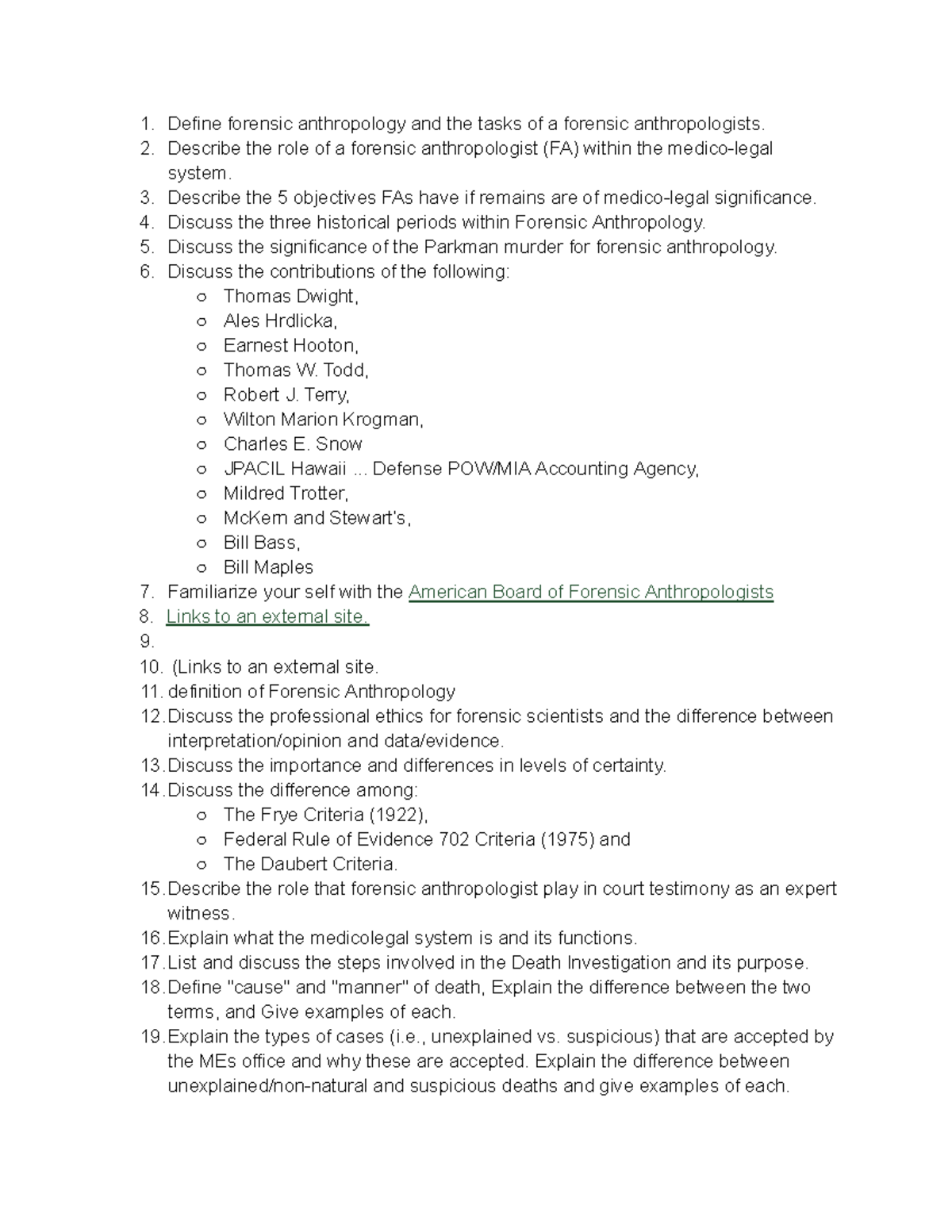 Forensic Anthropology (ANTH 301): Definition, Core Tasks & Historical ...