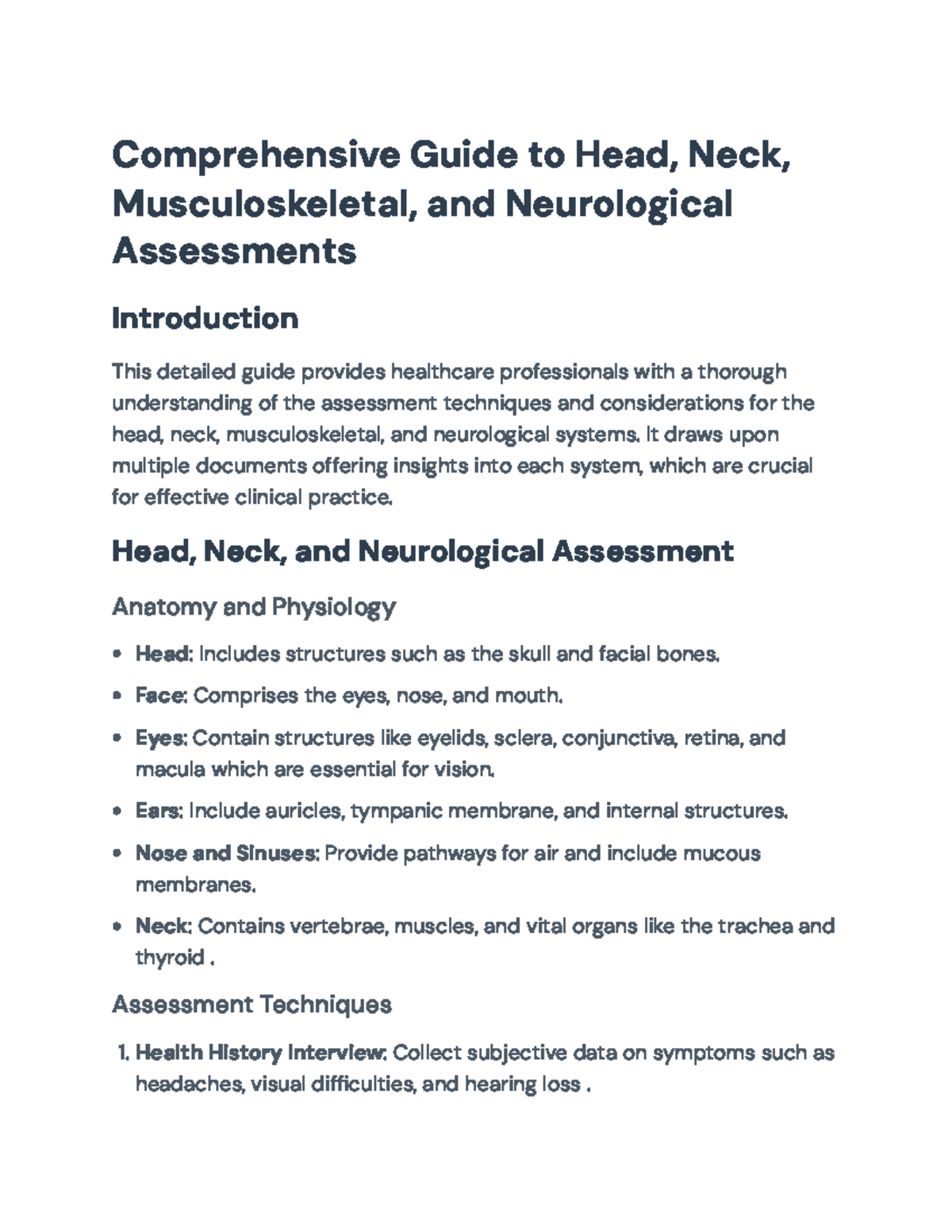 Comprehensive Guide to Head, Neck, MSK & Neuro Assessments for ...