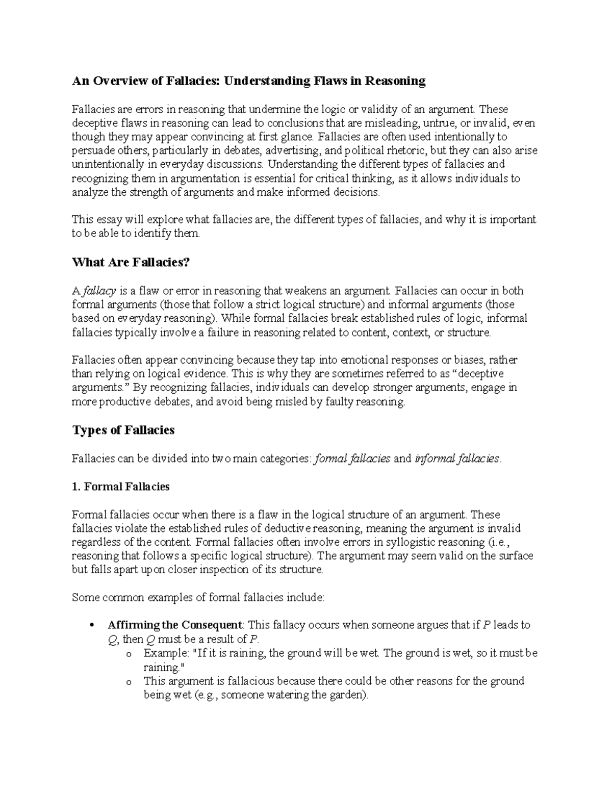 Fallacies - These deceptive flaws in reasoning can lead to conclusions ...