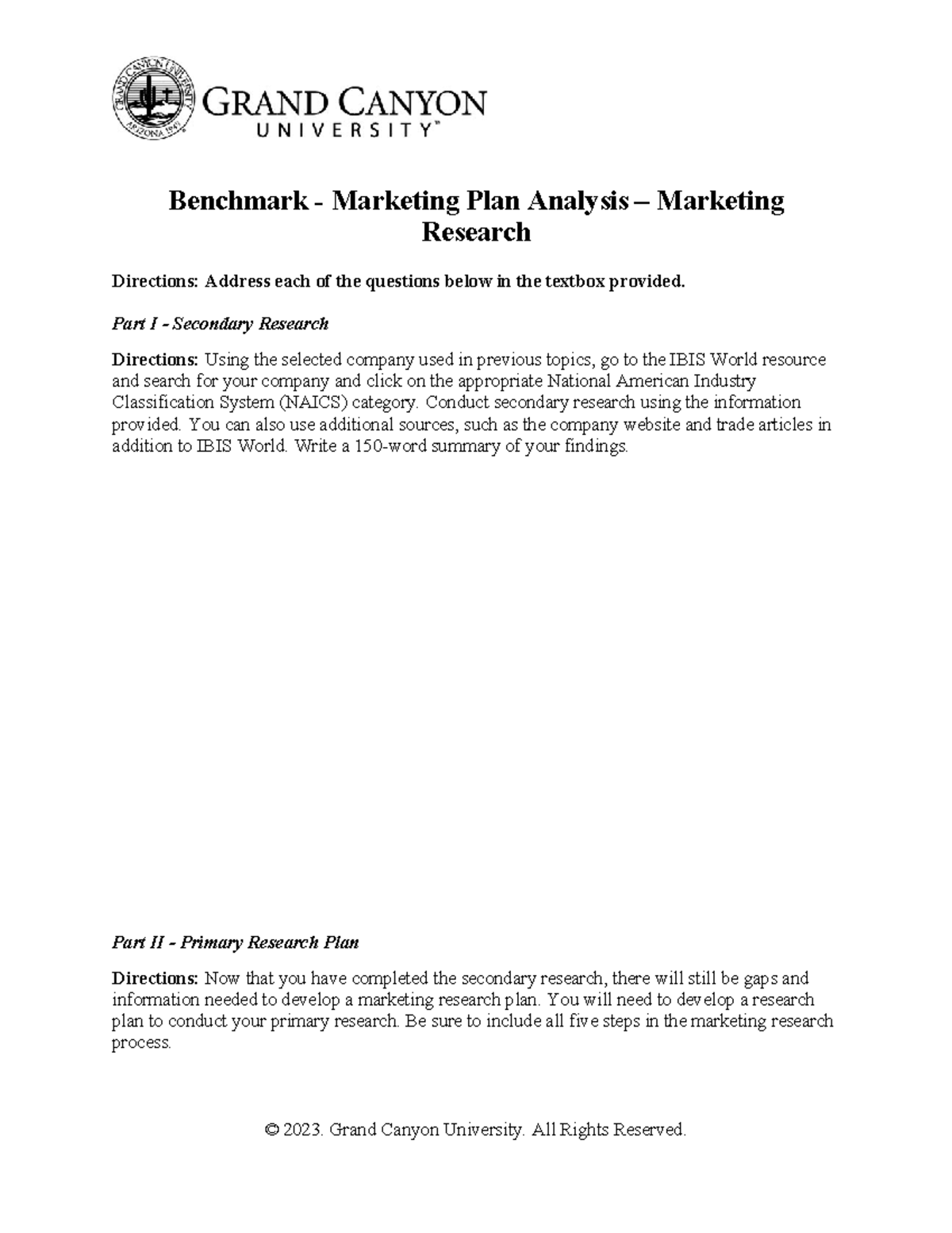 Benchmark Marketing Plan Analysis & Research Guide (MKT 301) - Studocu