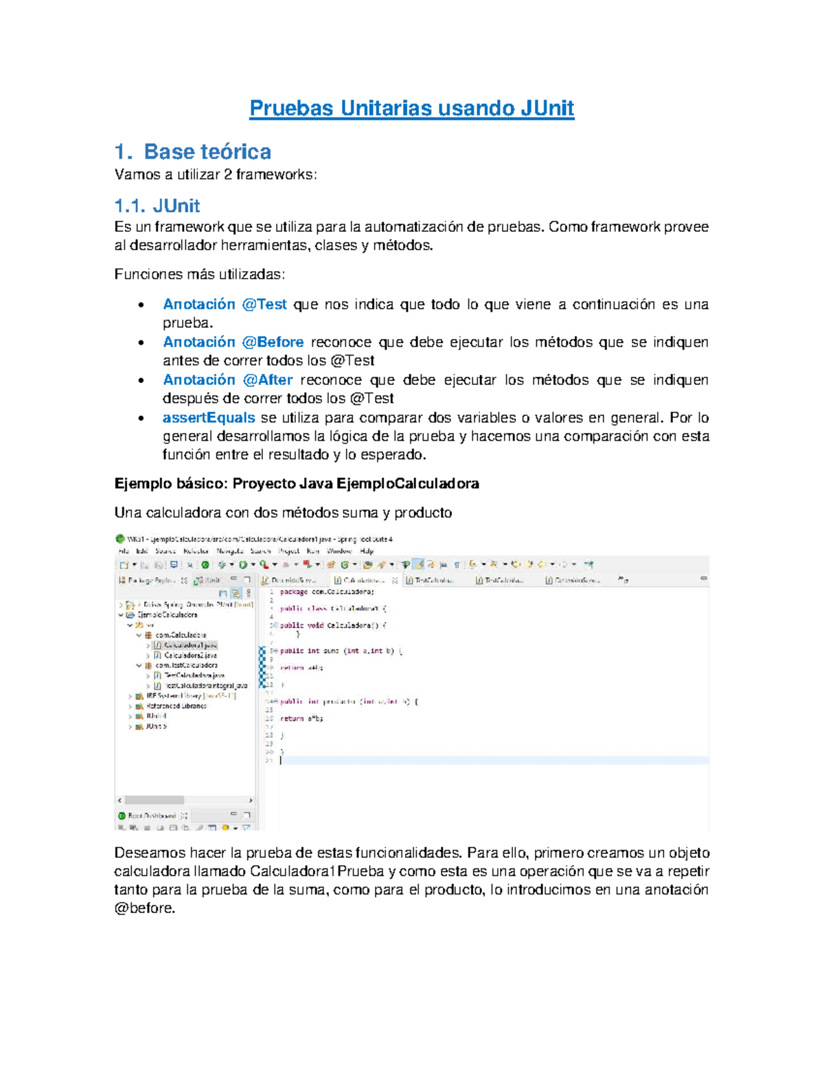 Ejemplo de Pruebas Unitarias Usando JUnit y Mockito: Teoría y Práctica - Studocu