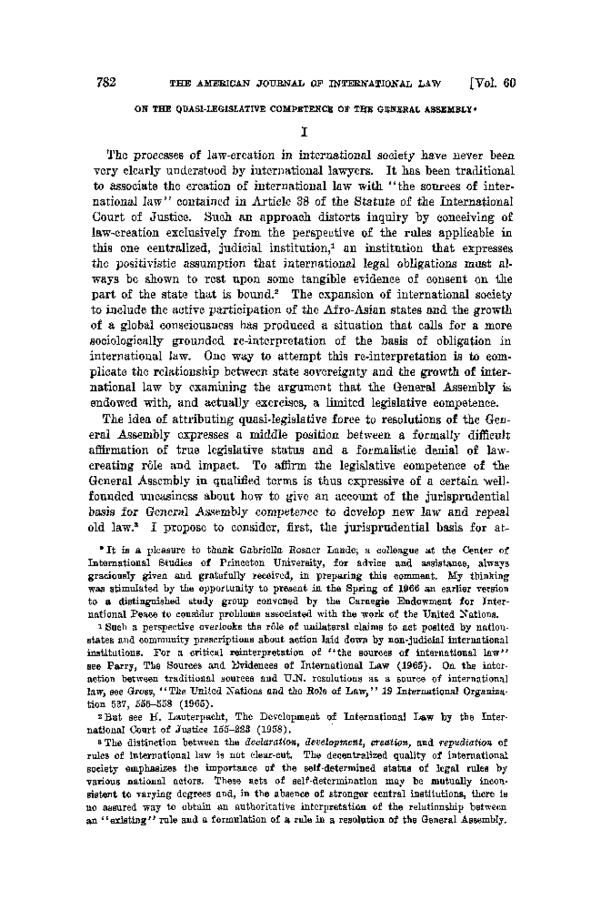 Quasi-Legislative Competence of the General Assembly: Insights on Intl ...