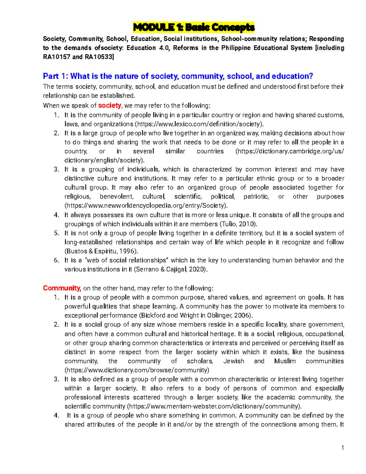 Teacher-Community Relationships: An Overview - ED 123 Module 1 - Studocu
