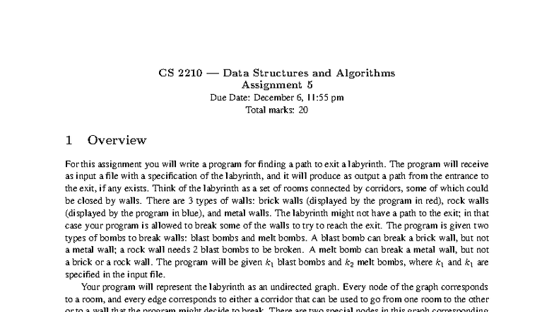 CS 2210 Data Structures & Algorithms: Assignment 5 - Larinth Solver ...