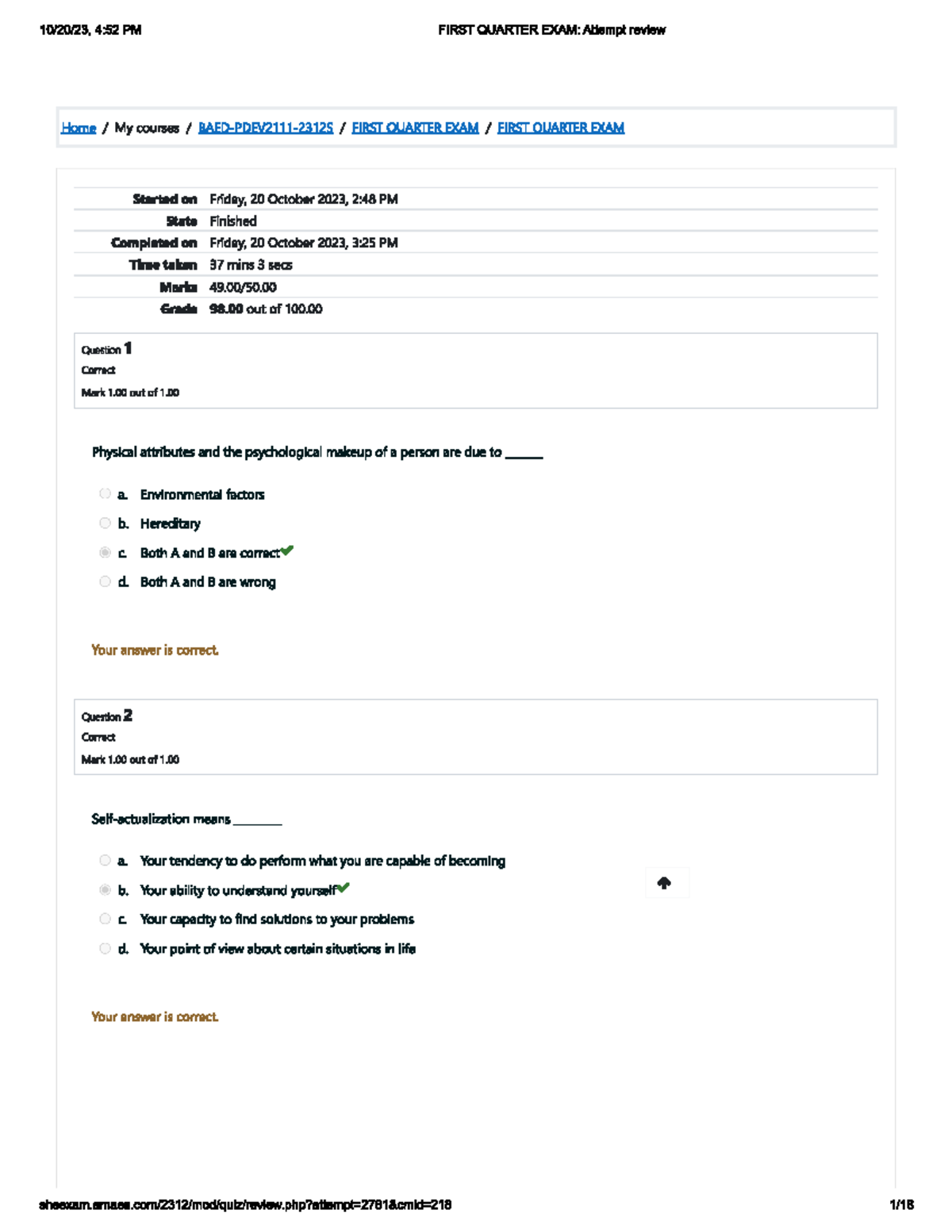 Perdev G11 Final Exam Study Guide - Amaleaks Resources - Studocu