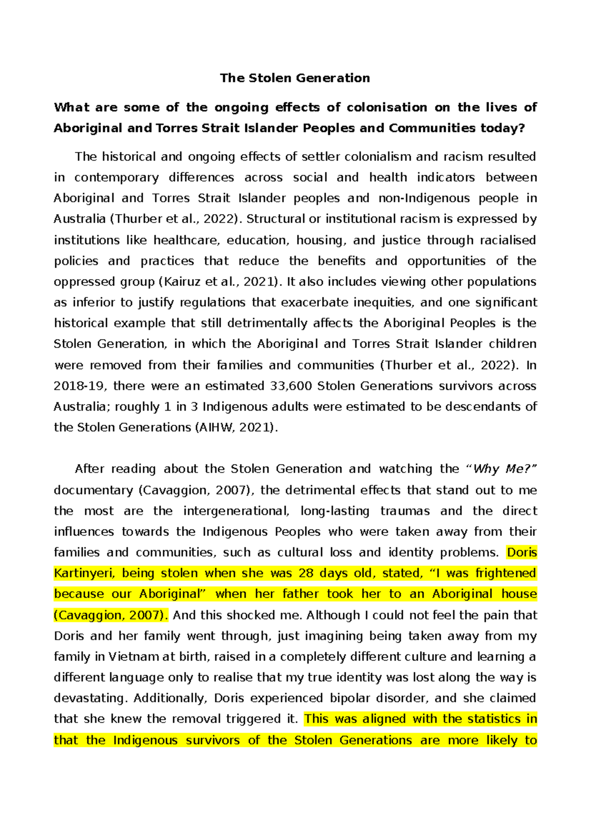 The Stolen Generations: Ongoing Effects of Colonisation on Indigenous ...