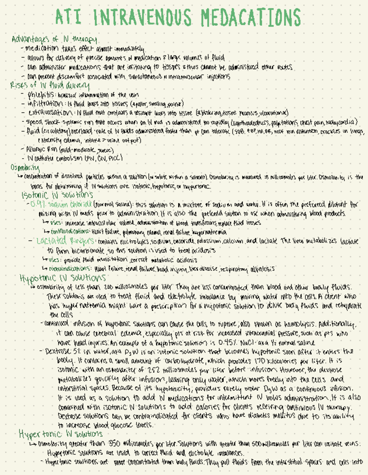 ATI Intravenous Dosage Calculations: Essential Notes & Formulas - Studocu