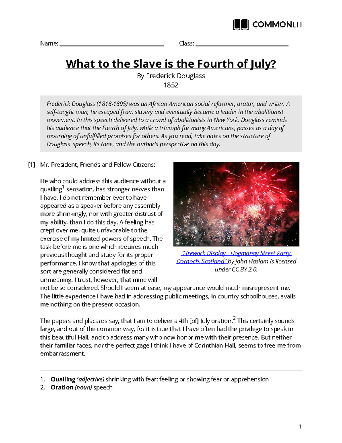 What to the Slave is the 4th of July? - Analysis and Notes on Douglass ...