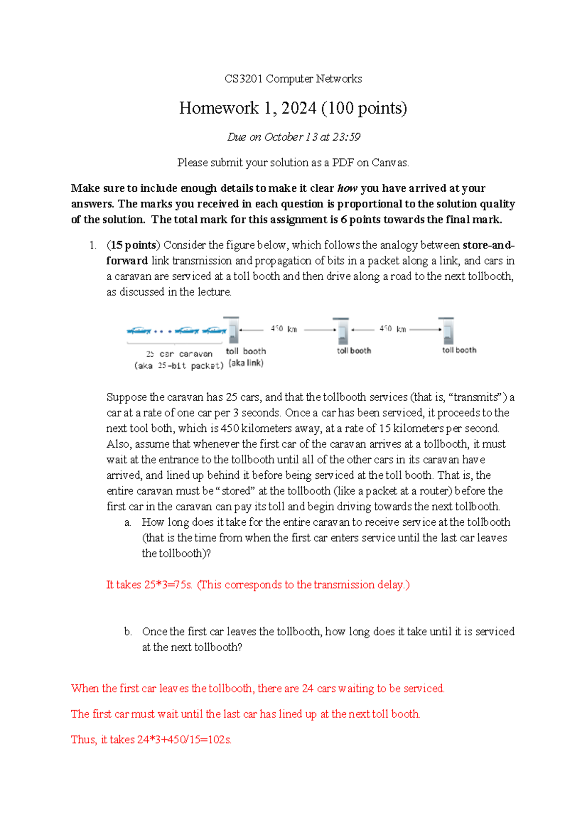 CS3201 Homework 1 - Computer Networks Solutions and Analysis 2024 - Studocu