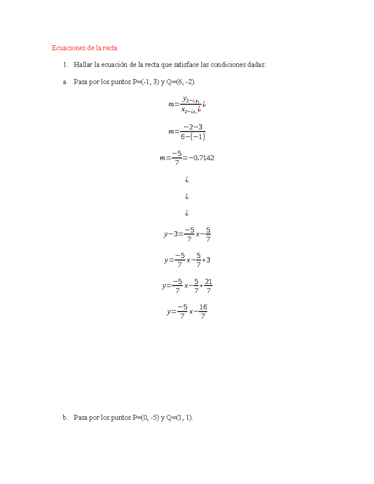 Ecuaciones de la recta: Problemas y Soluciones - Matemáticas 101 - Studocu