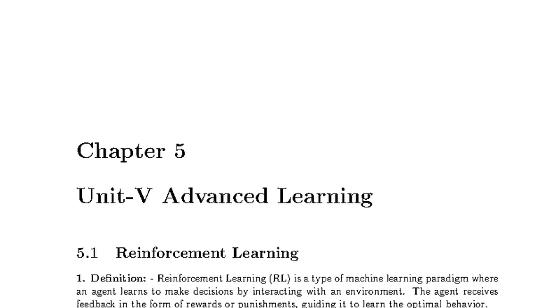 Machine Learning Notes - Unit 5: Advanced Learning Techniques - Studocu