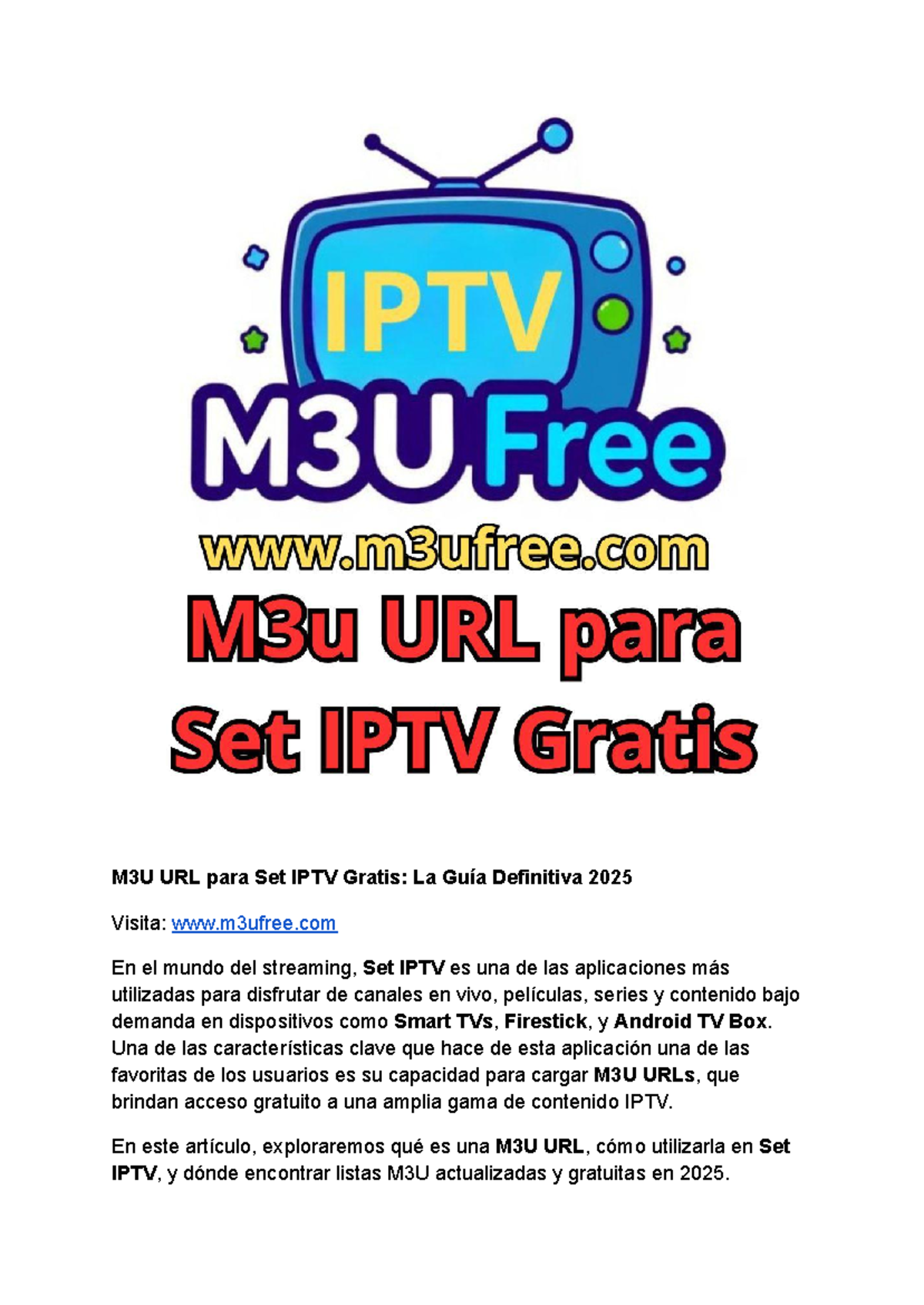M3u URL para Set IPTV Gratis - M3U URL para Set IPTV Gratis: La Guía ...