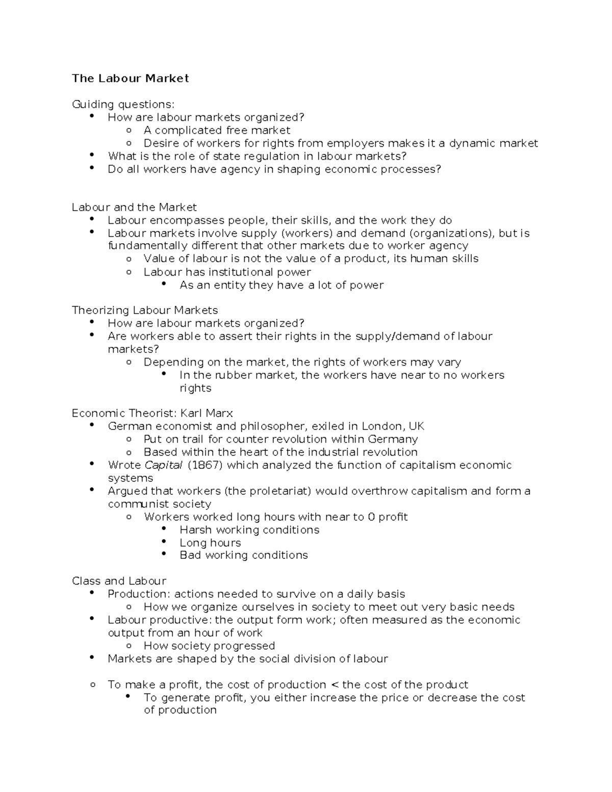 Lecture 3 Notes - The Labour Market Guiding questions: How are labour ...