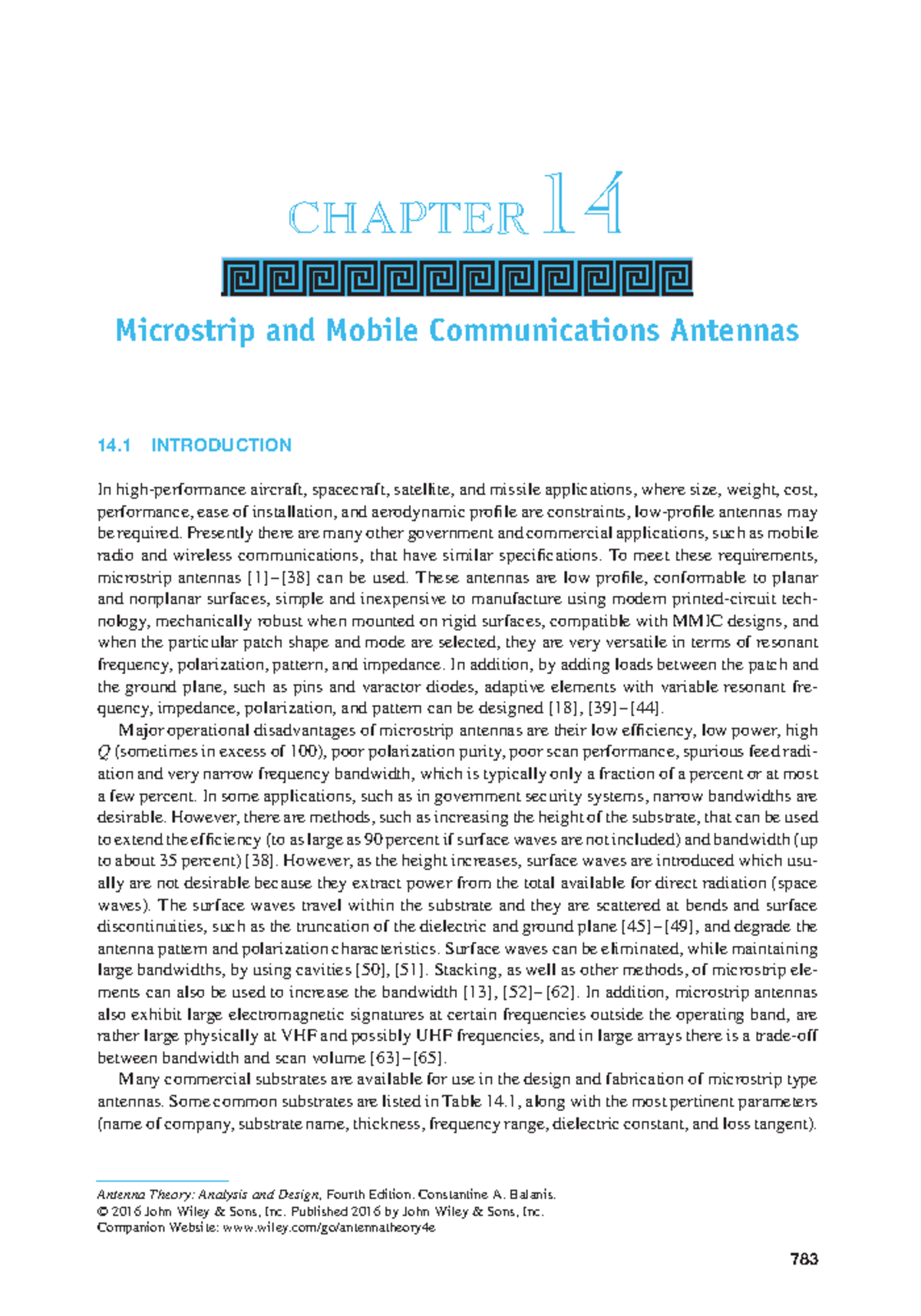 Balanis - anten - CHAPTER 14 Microstrip and Mobile Communications Antennas 14 INTRODUCTION In ...