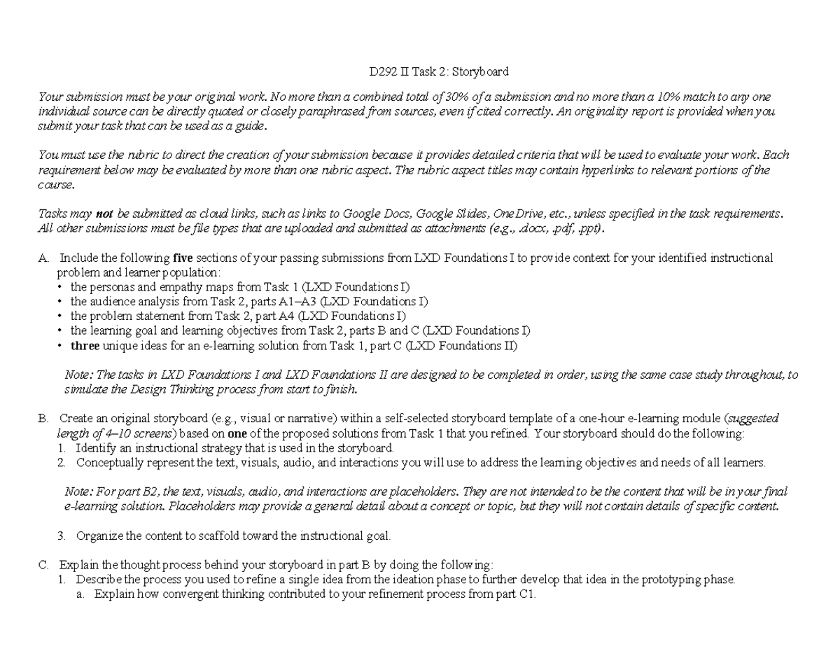 D292 II Task 2: Storyboard for E-Learning Module in Expository Writing ...