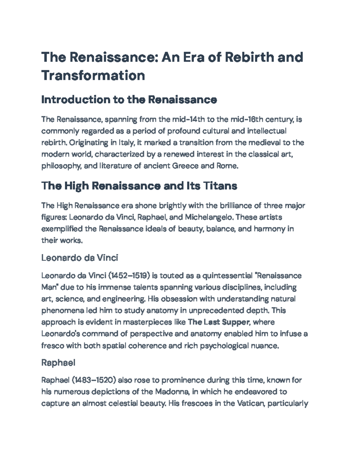 Renaissance Era Overview: Art, Culture, and Humanism Insights - The ...