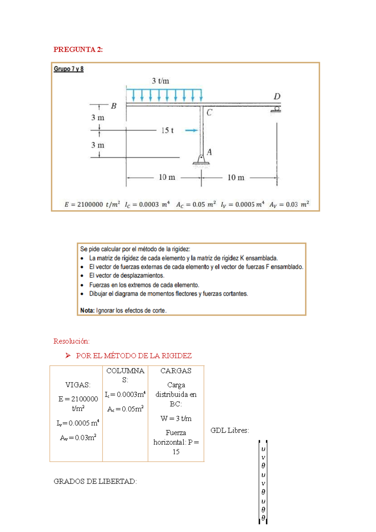 Pregunta 2: Prácticas de Rigidez para Examen de Estructuras - Studocu