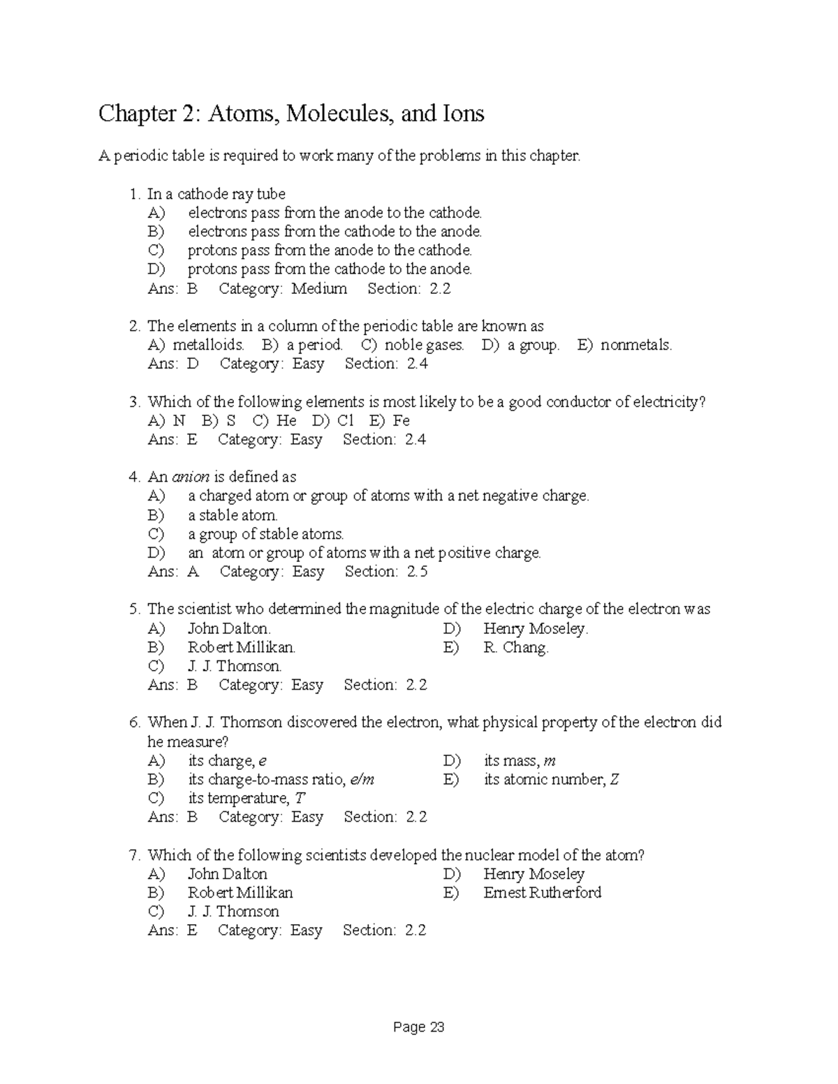 Chapter 2: Atoms, Molecules, and Ions - Study Notes - Studocu