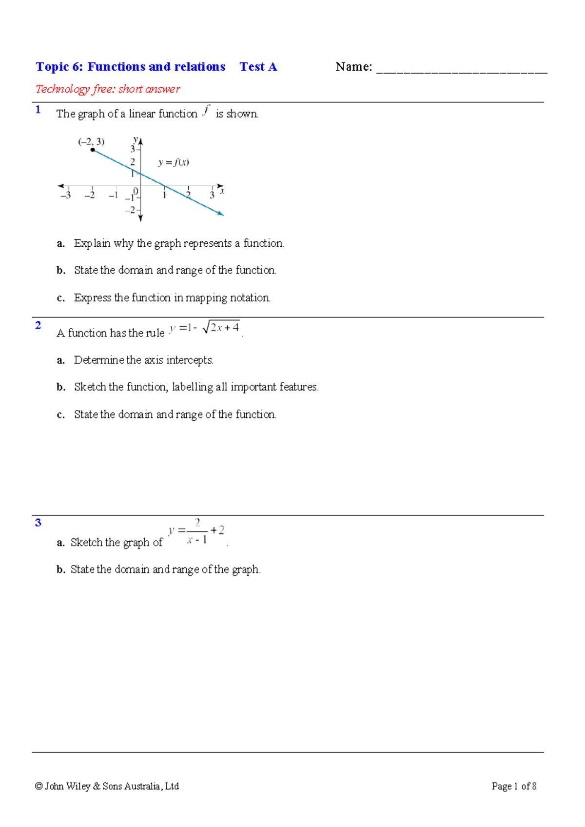 Revision Task 3MMU12: Practice SAC on Functions & Relations - Studocu