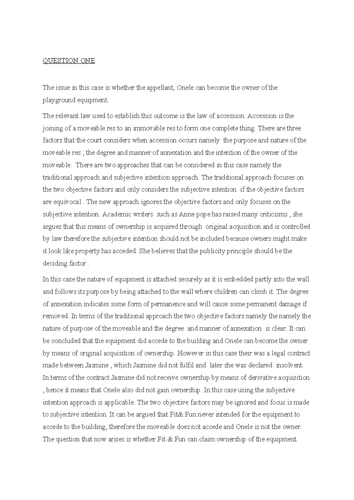 PROPERTY LAW CASE STUDY: ACCESSSION & PRESCRIPTION ANALYSIS - Studocu