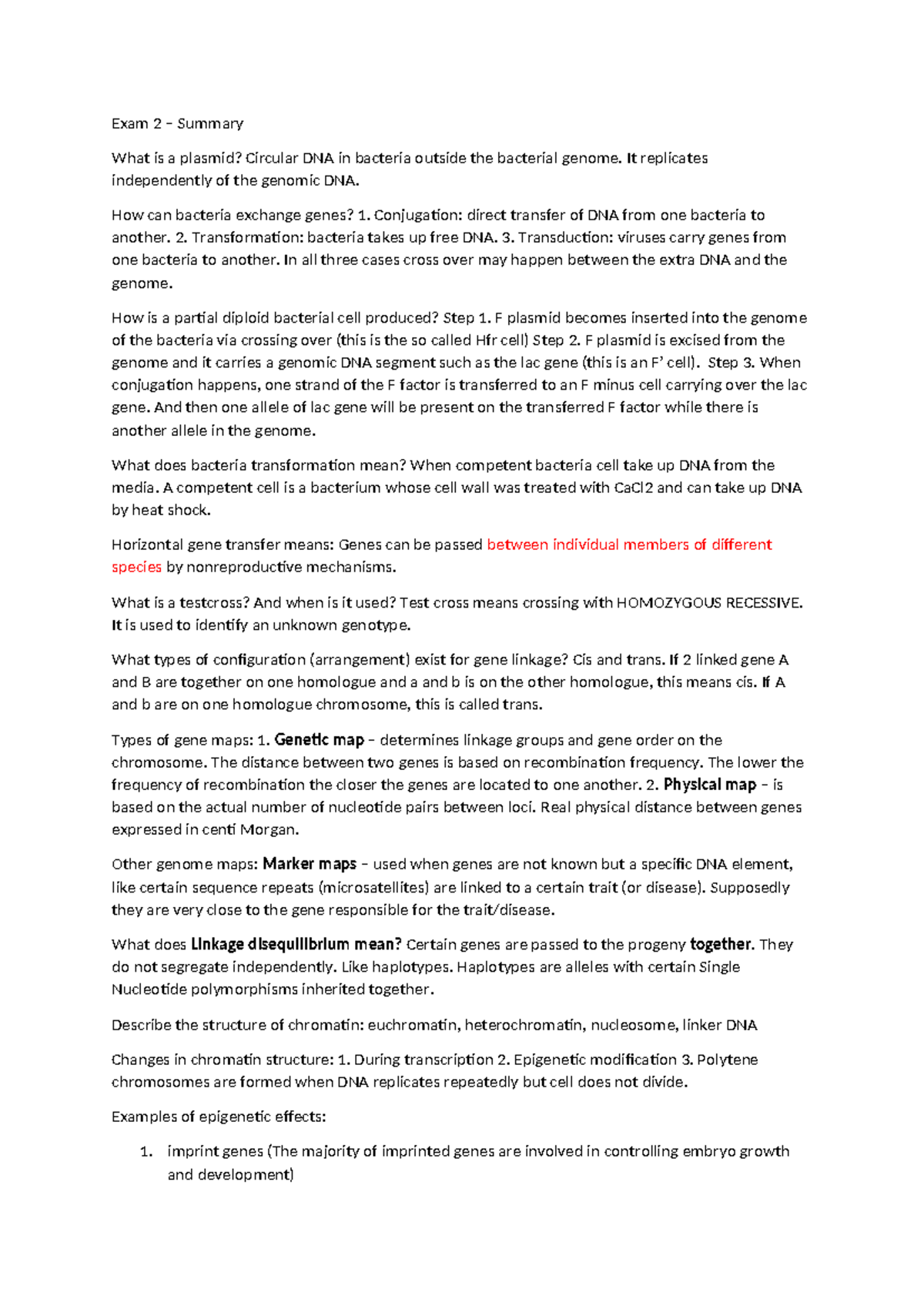 Genetics 101: Exam 2 Study Guide on Plasmids & Gene Transfer - Studocu