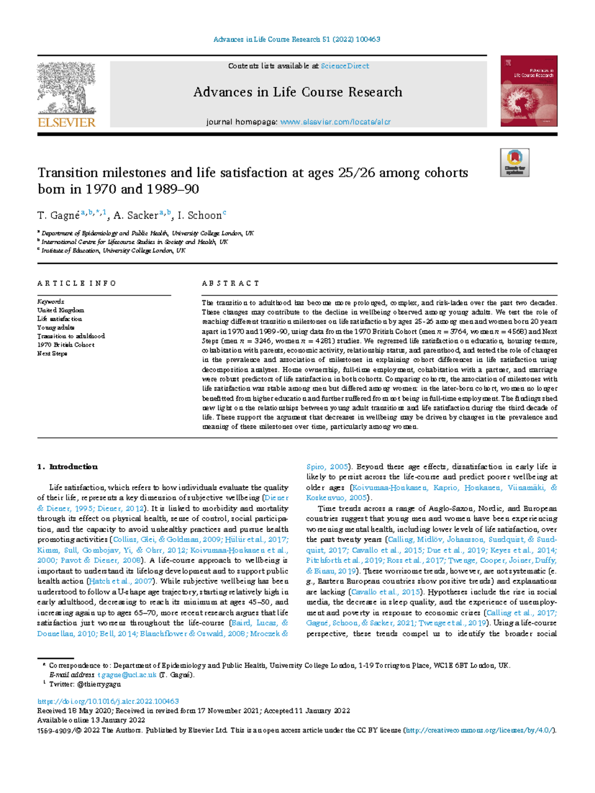 Ife tansition scale - ASDFGH - Advances in Life Course Research 51 ...