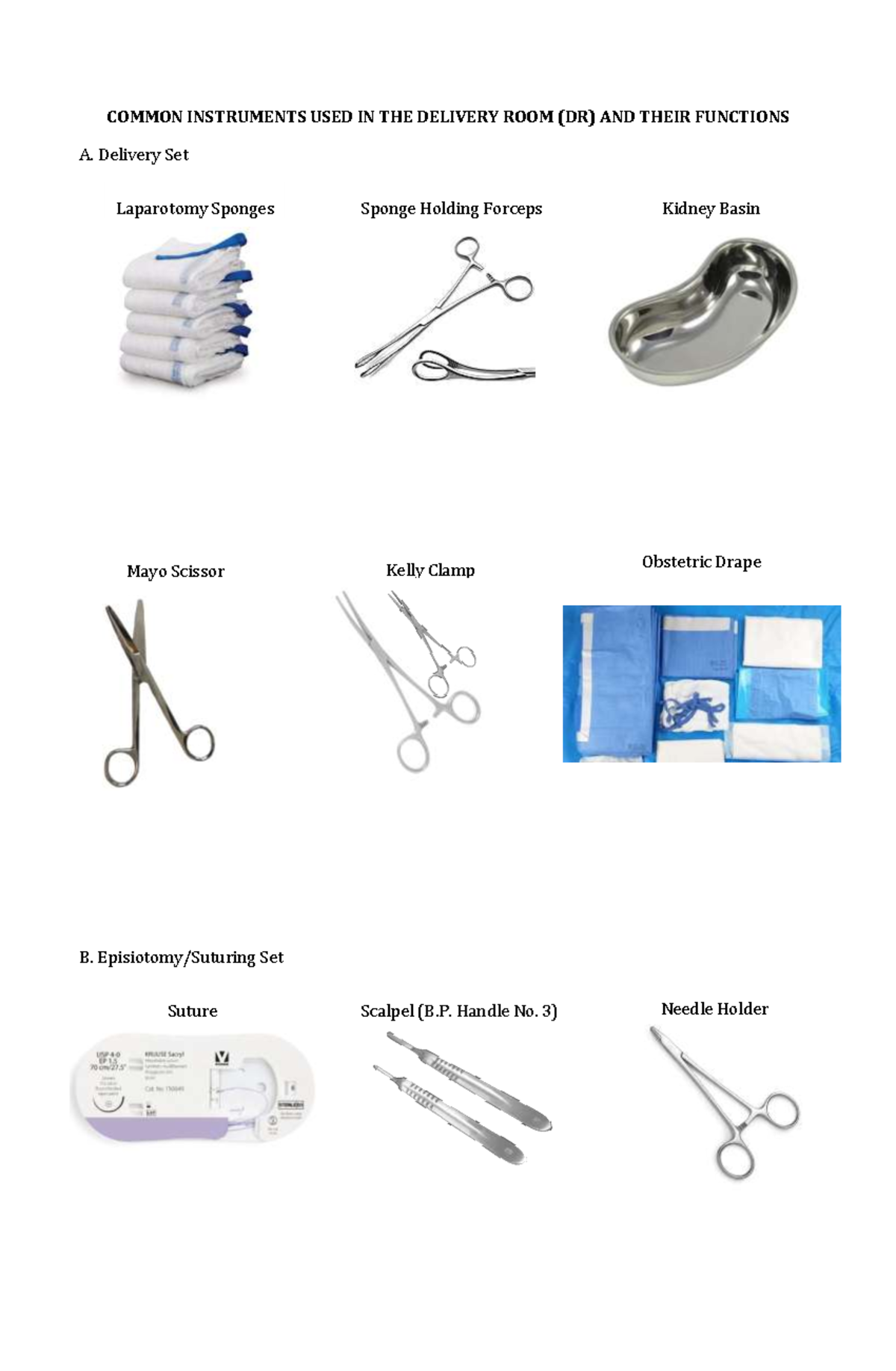 Common Instruments USED IN THE Delivery ROOM - Bachelors of Science in ...