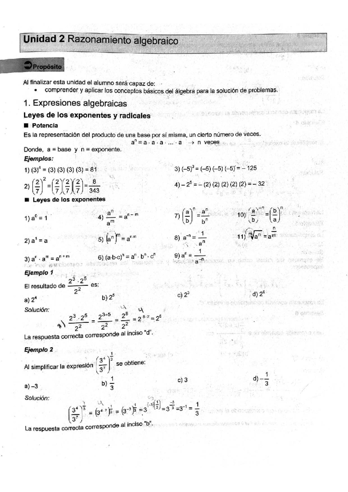 Unidad 2 Razonamiento Algebraico: Conceptos y Ejemplos (Parte 1) - Studocu