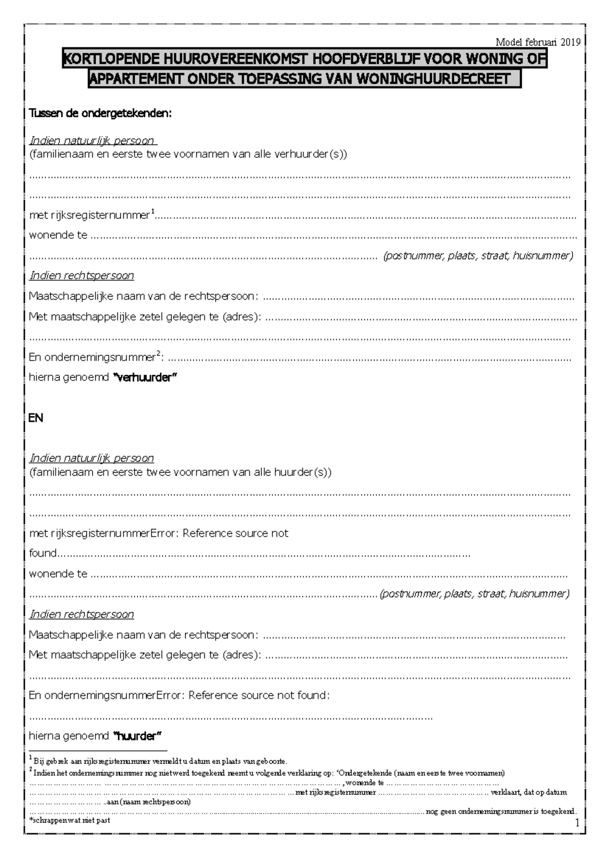 Korte Huurcontract Voor Woning/Appartement: Modeldocument en Informatie ...