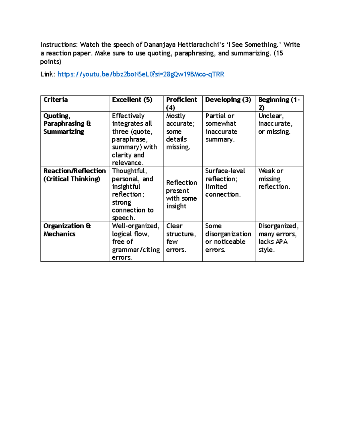 Grade 8 Reaction Paper: Quoting, Paraphrasing & Summarizing Guidelines ...