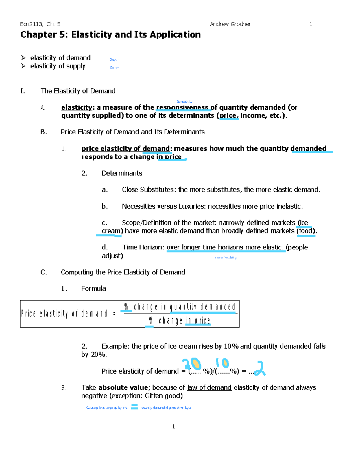 Chapter 5 - Chapter 5: Elasticity and Its Application Ø elasticity of demand Ø elasticity of ...