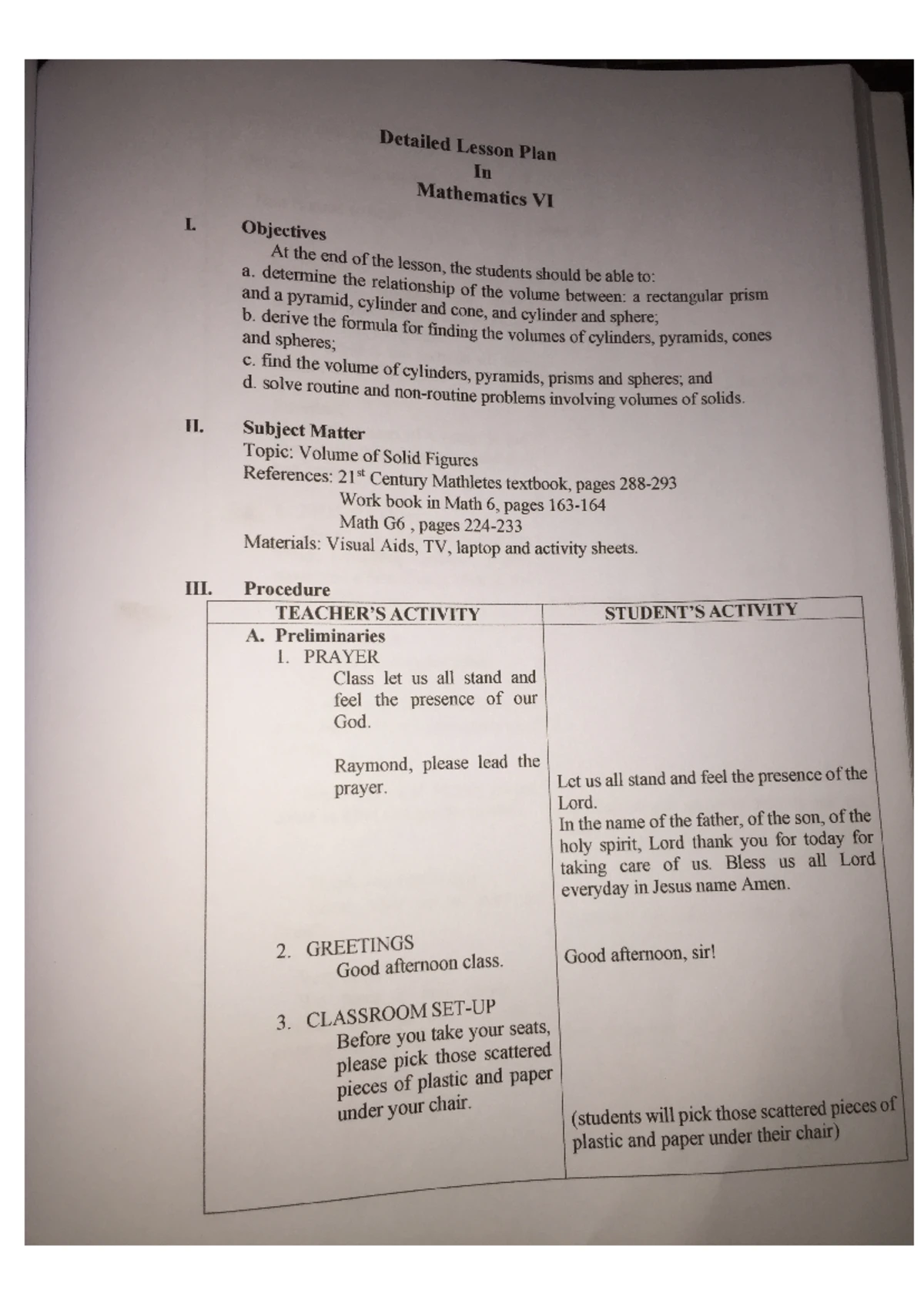 A Detailed Lesson Plan in Mathematics 9 Pythagorean theorem - A ...
