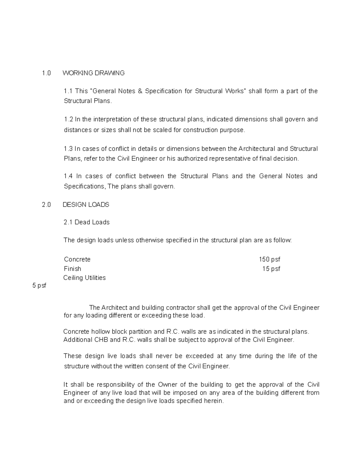Structural Specifications and General Notes for Civil Works - Studocu