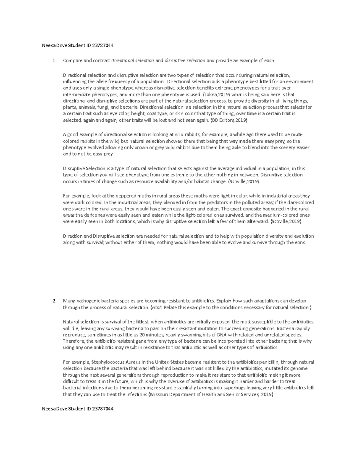 2382393 355340 - Evolution and Diversity of Life Essay Exam - Molly ...