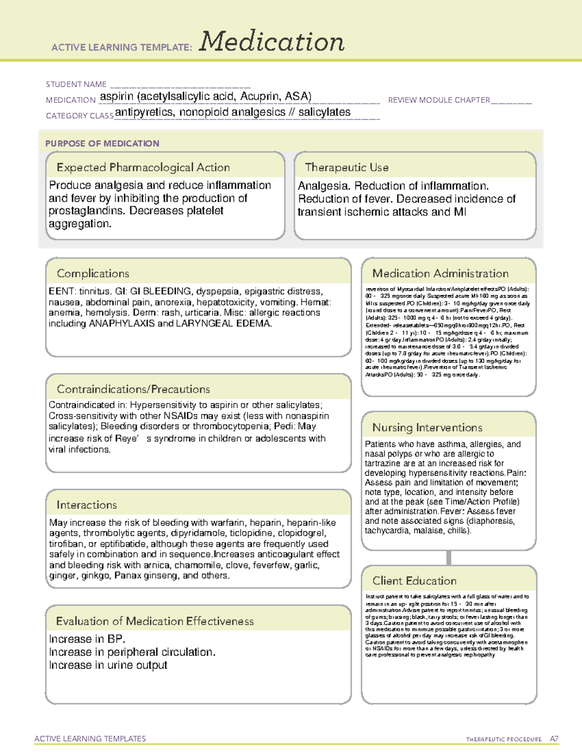 ALT- medication- acetylsalicylic acid active learning template - ACTIVE ...