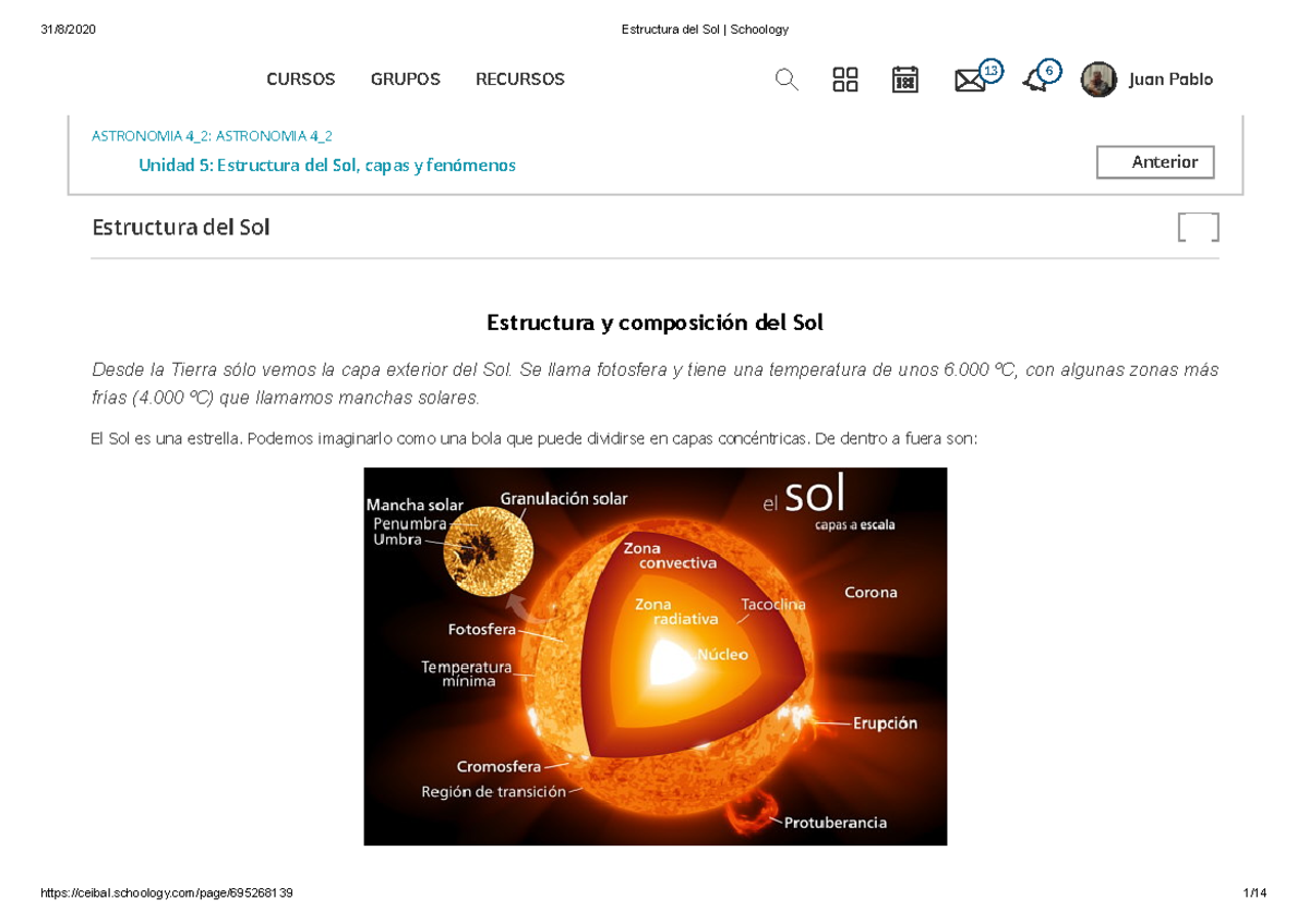 Estructura del Sol: Capas y Fenómenos - ASTRONOMIA 4_2 - Studocu