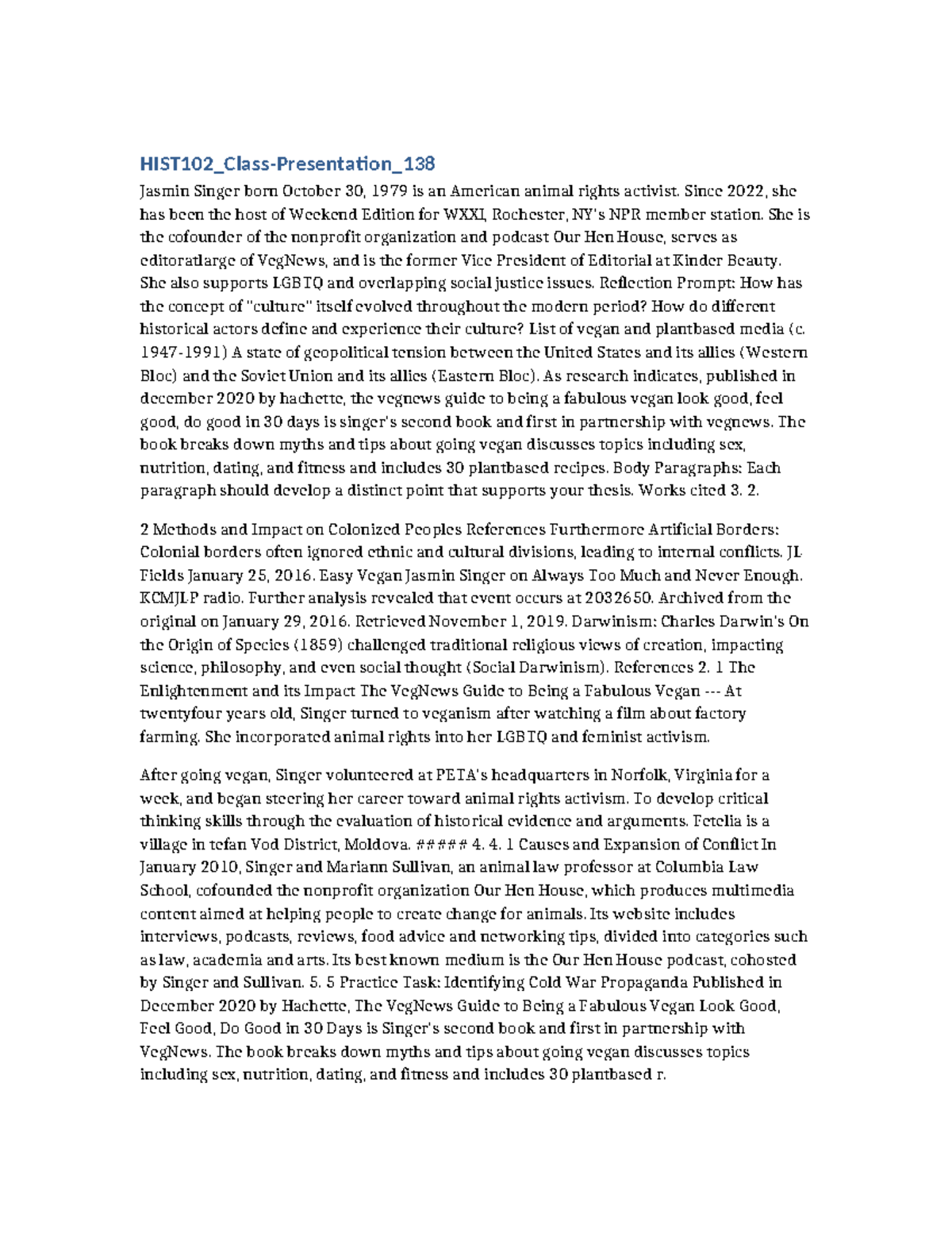 HIST102 Class Presentation: The Life and Activism of Jasmin Singer ...