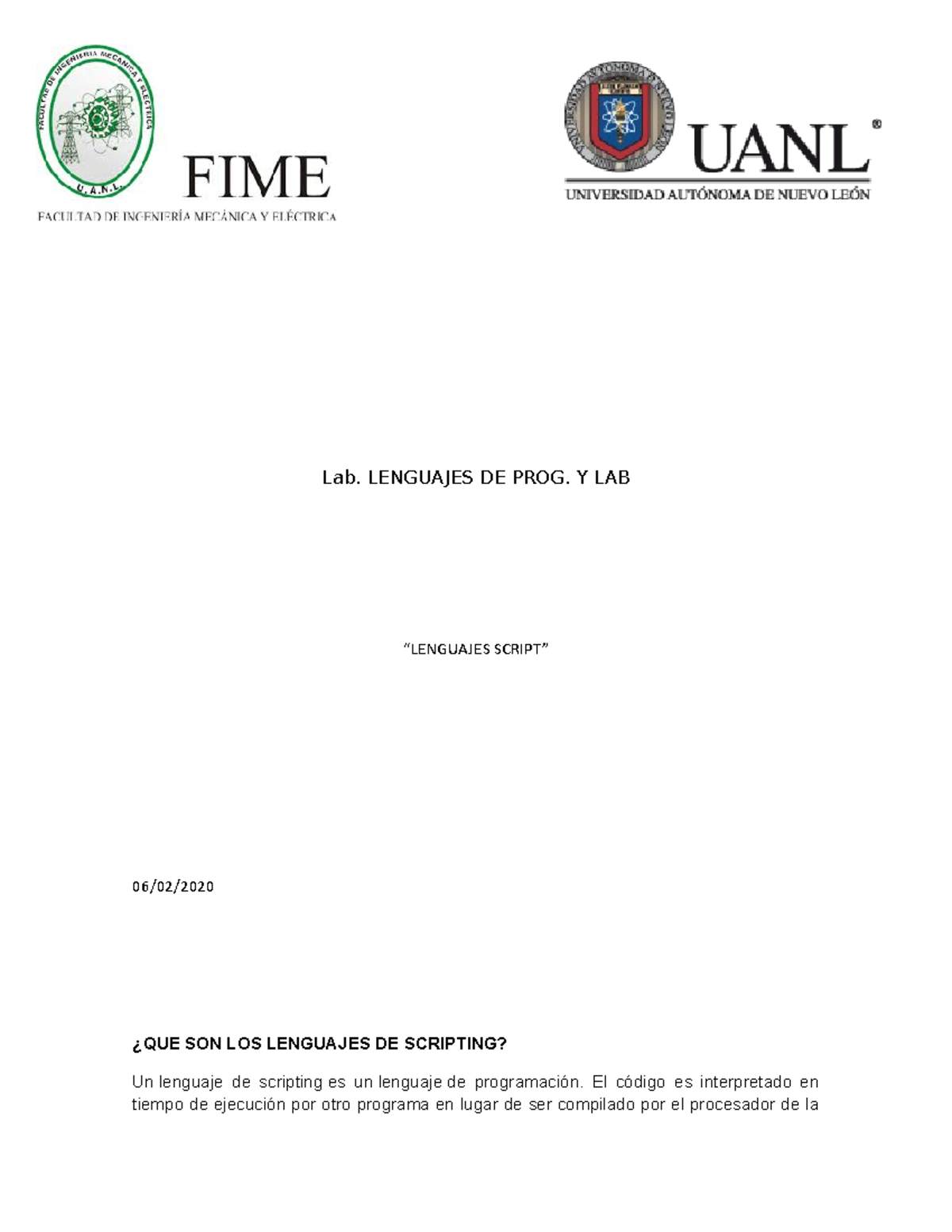 Practica 3 - Laboratorio de Lenguajes de Programacion - Lab. LENGUAJES ...