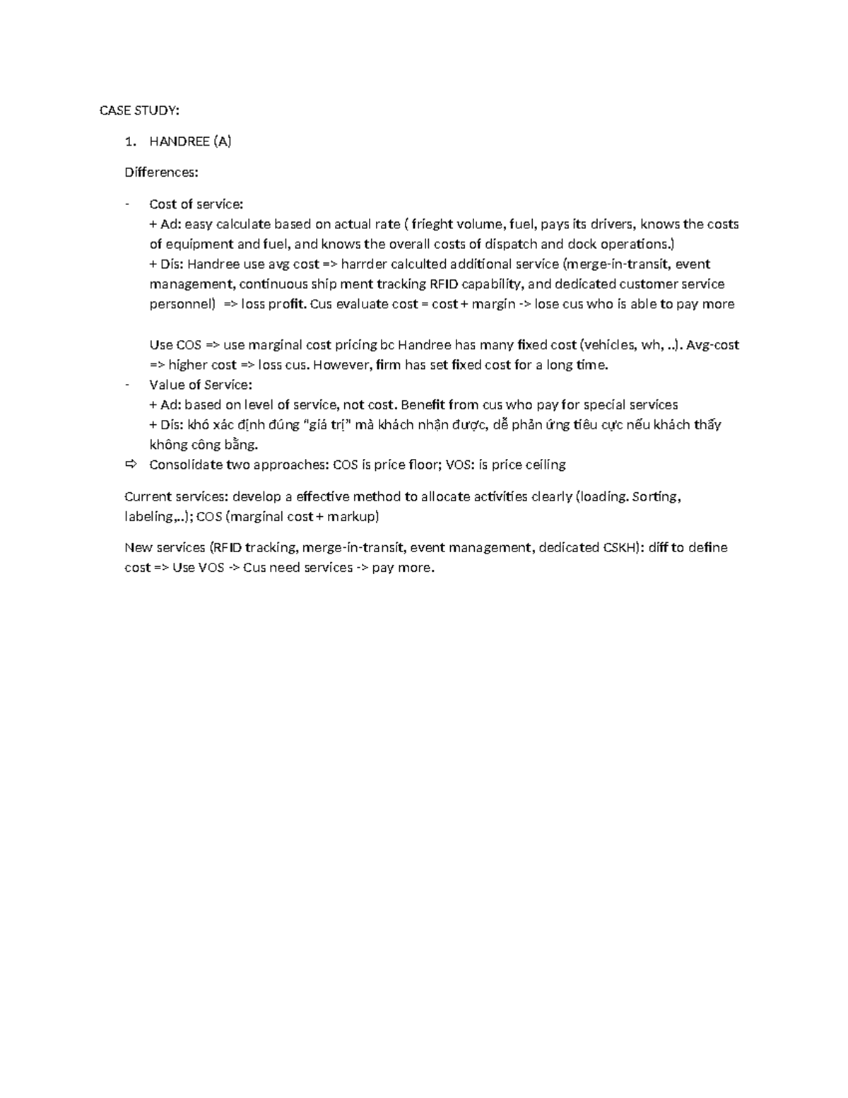 Chapter 2 - Practical Case Study: Handree (A) Cost & Value Analysis ...