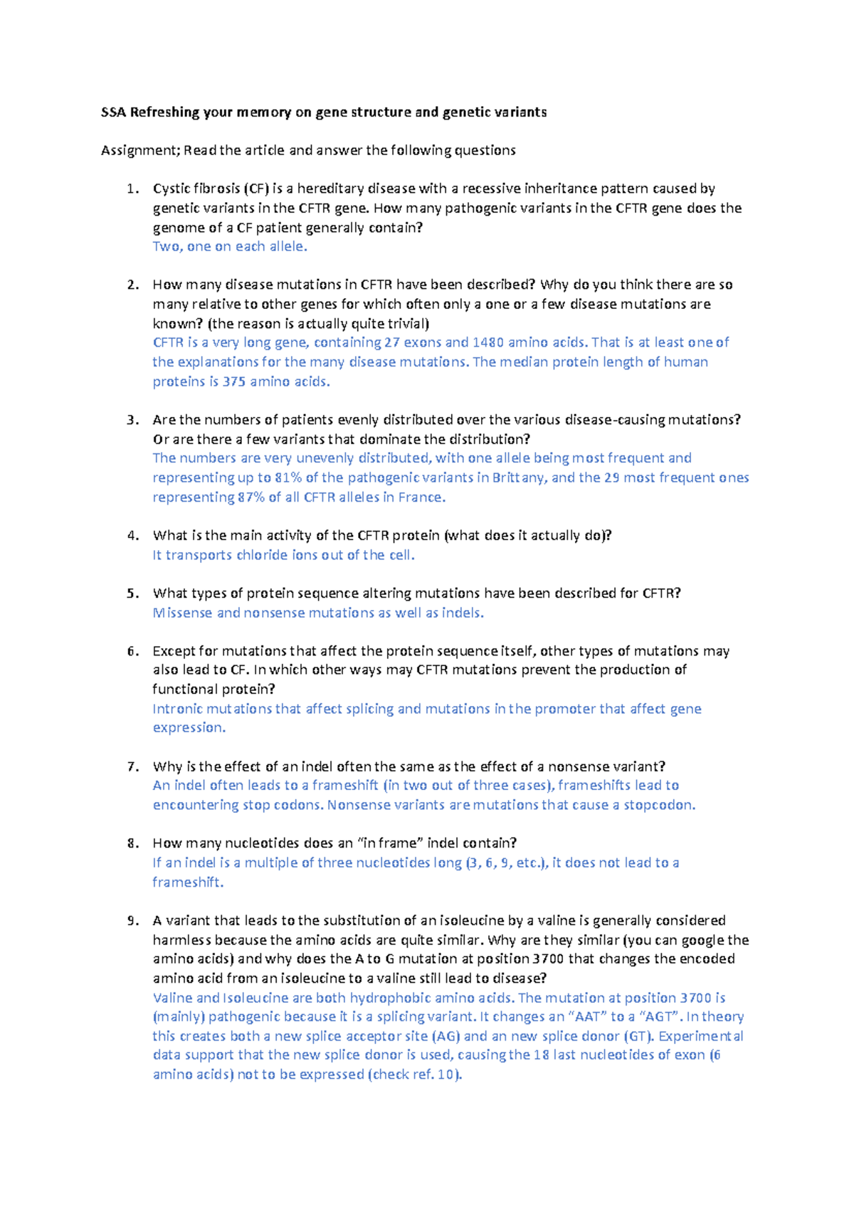 SSA Final Exam Review on Gene Structure and Genetic Variants - Studeersnel