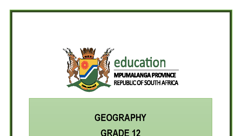 GEOGRAPHY GRADE 12 PAPER 2 TEACHER SOLUTIONS MANUAL 2025 - Studocu