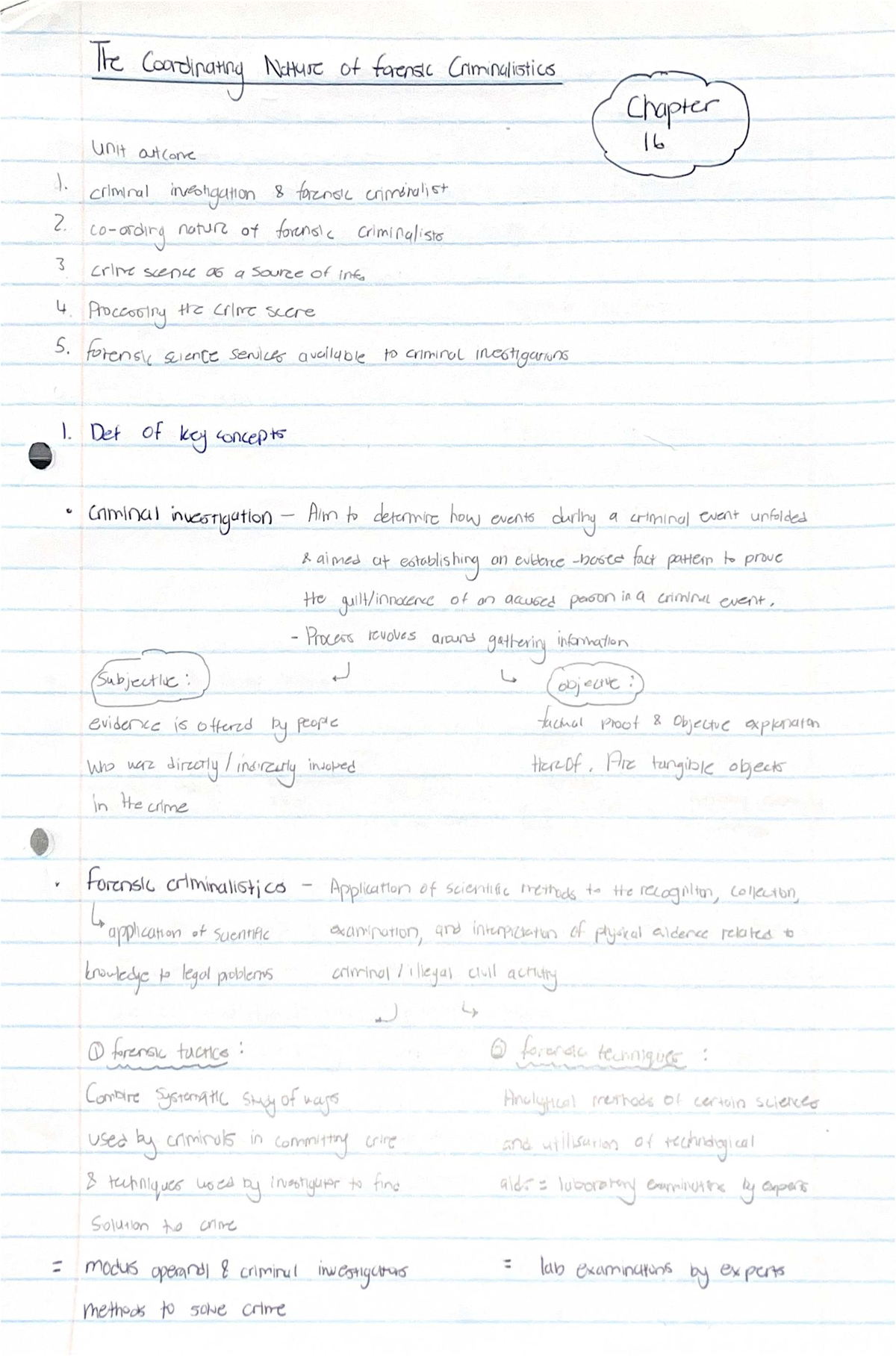 The Coordinating Nature of Forensic Criminalistics: Chapter 16 Notes ...