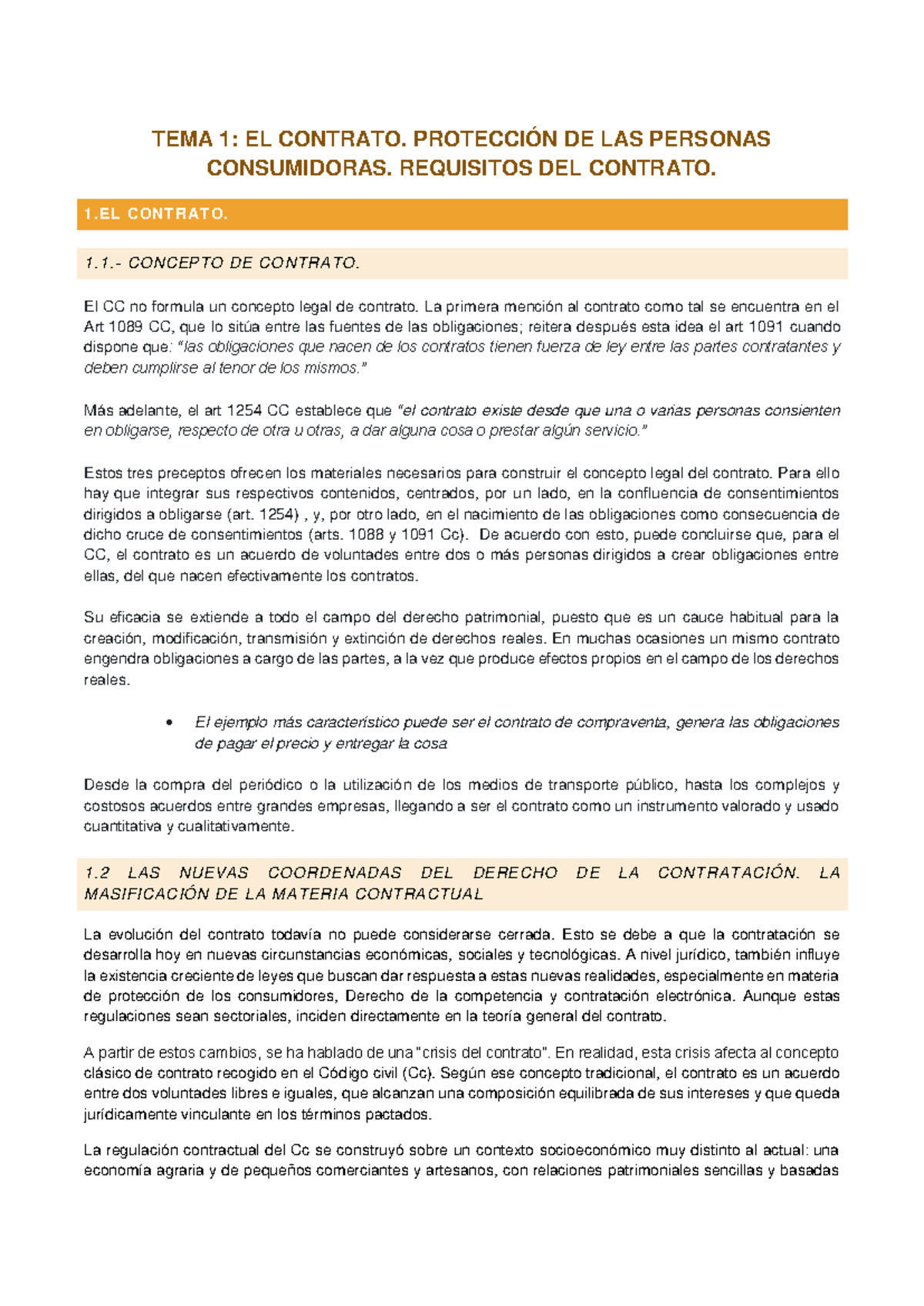 TEMA 1: EL CONTRATO Y LA PROTECCIÓN DEL CONSUMIDOR - JADISH - Studocu