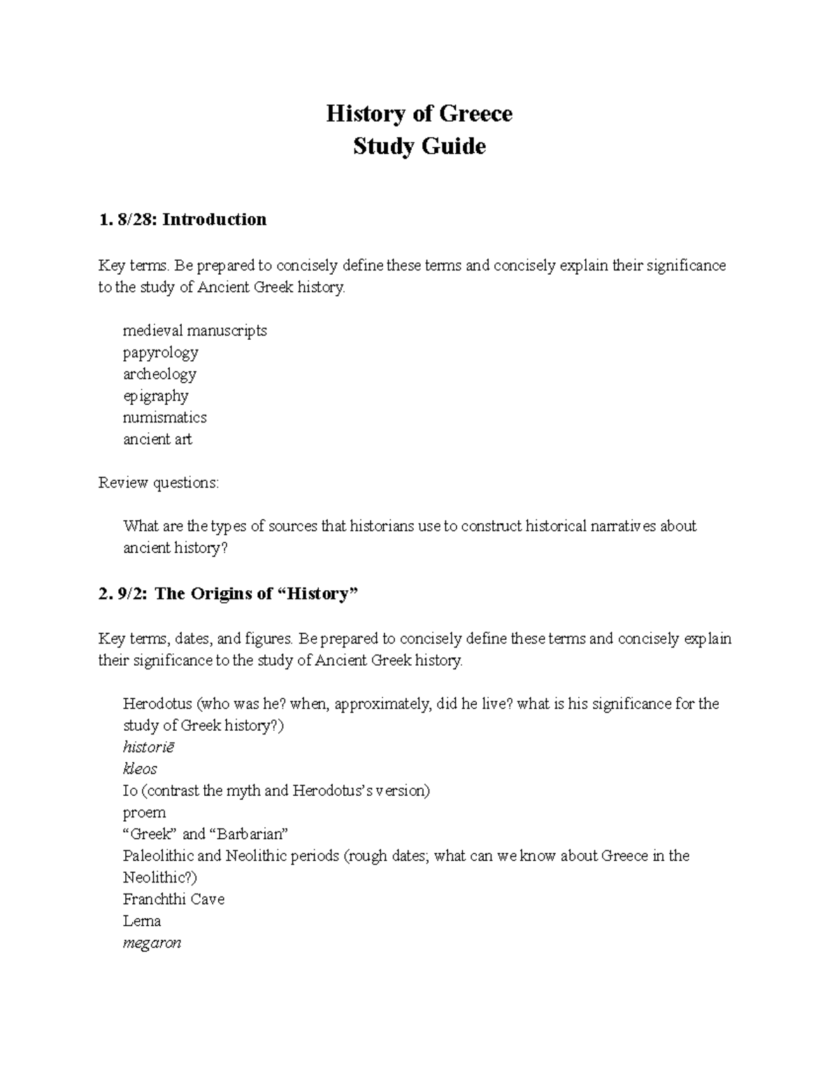 History of Greece: Comprehensive Study Guide and Review Notes - Studocu