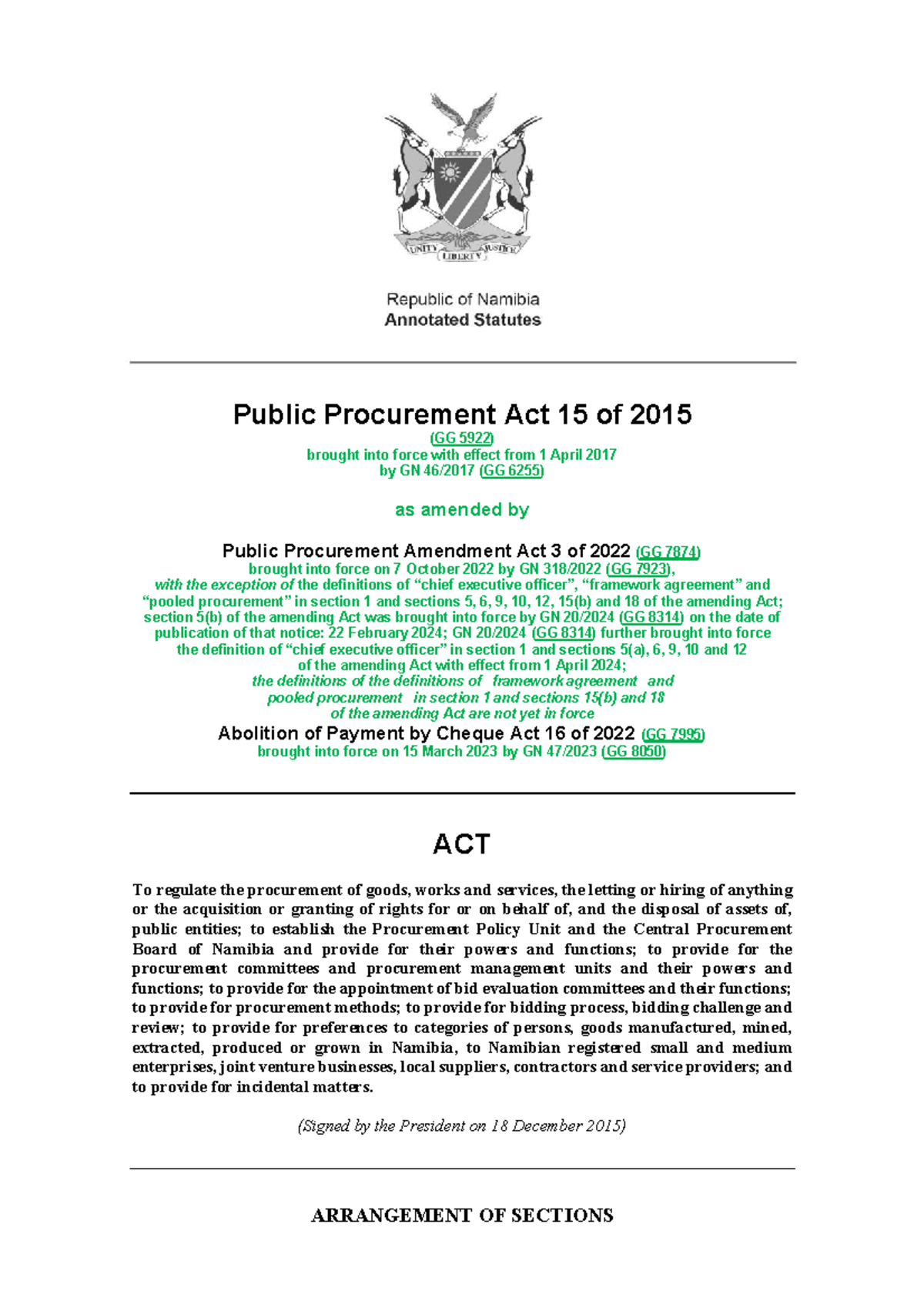 Public Procurement Act 15 of 2015 - Public Procurement Act 15 of 2015 ...