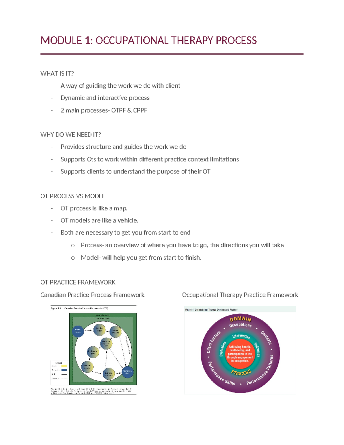 OT 101: Comprehensive Notes on the Occupational Therapy Process - Studocu