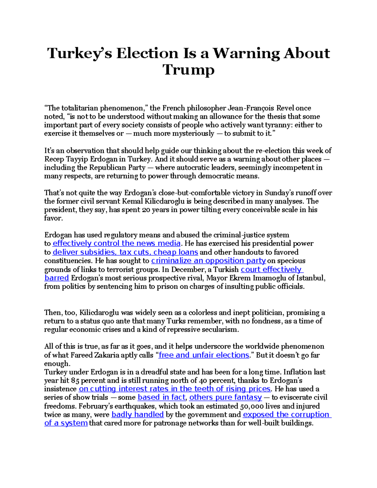 Turkey's Election Warning: Lessons from Erdogan for Trump - Studocu