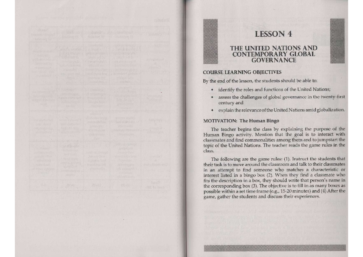 Lesson 4: The UN's Role in Global Governance Challenges and Solutions ...