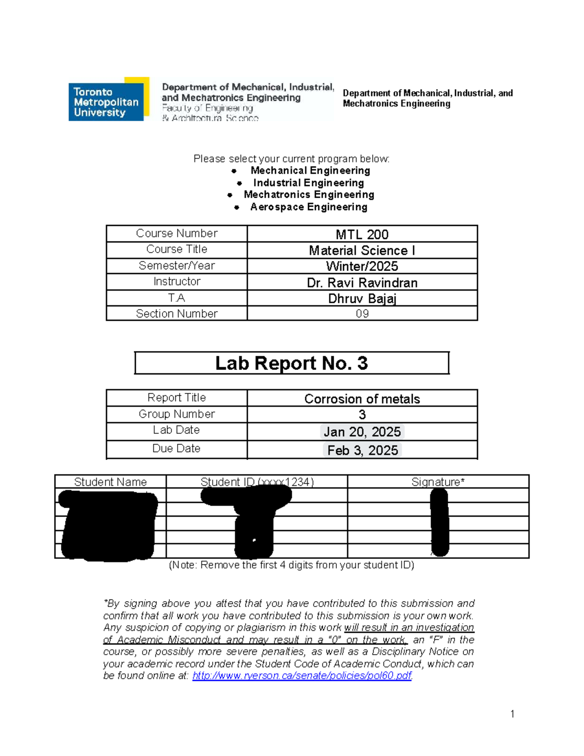 MTL 200 Lab Report 3: Analyzing Corrosion in Metals - Studocu