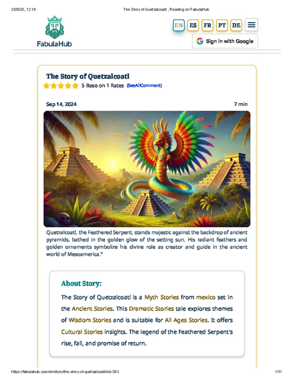 The Legend of Quetzalcoatl: Ancient Mesoamerican Mythology (12:18 ...